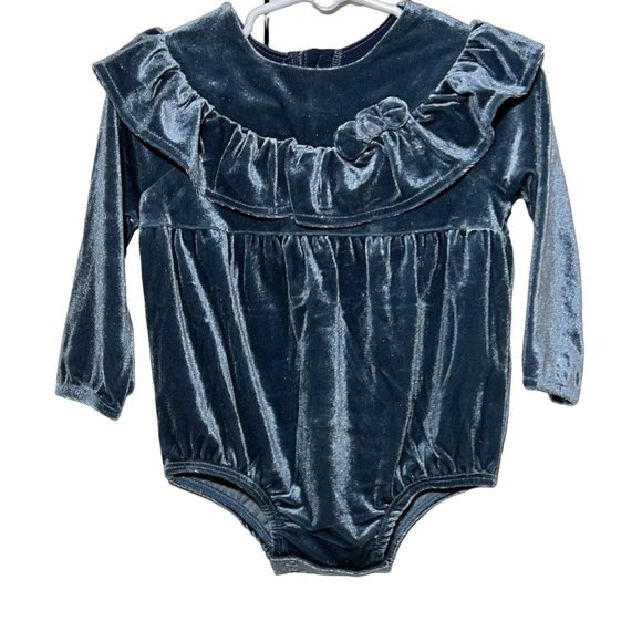 Mud Pie | One Pieces | Mud Pie 92m Nwt Blue Velvet Ruffle Baby Bubble ...